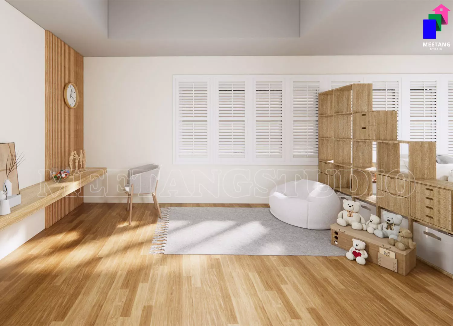 งานออกแบบห้องนอนลูกสาว 3D - MeetangStudio