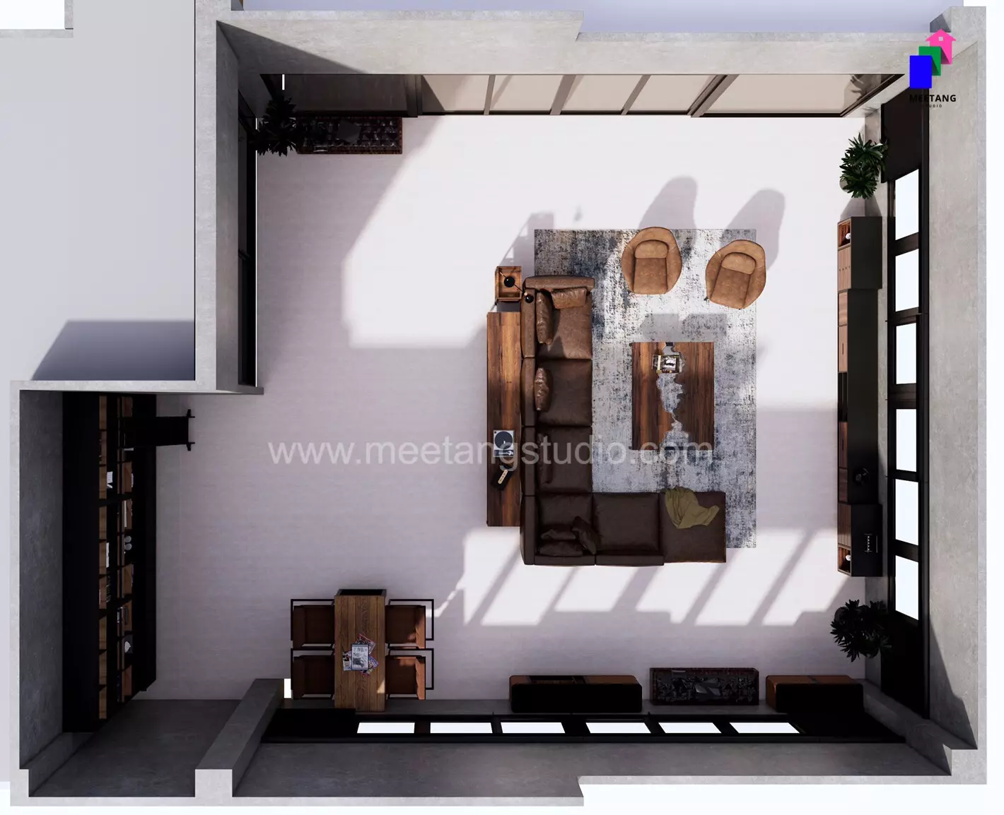 ออกแบบห้องนั่งเล่น 3D - MeetangStudio