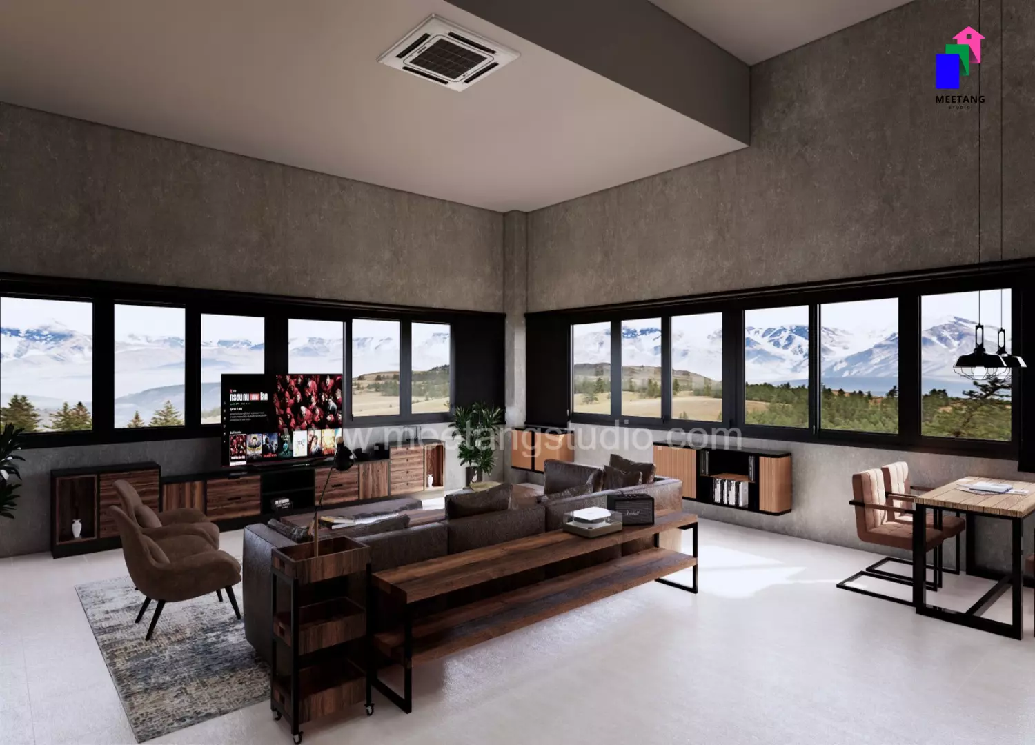 ออกแบบห้องนั่งเล่น 3D - MeetangStudio