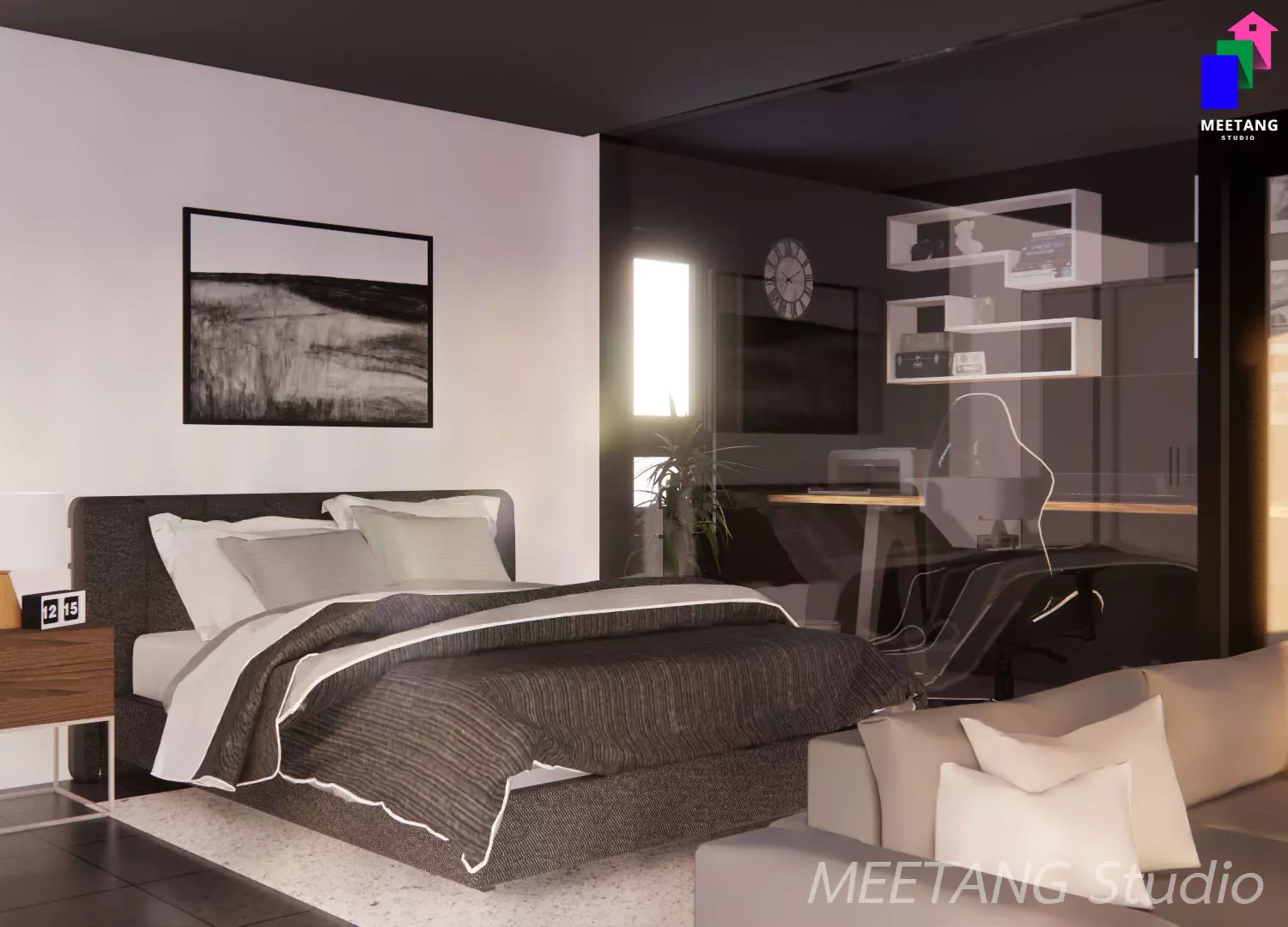 งานออกแบบ ห้องนอน และห้องเล่นเกมส์ 3D - MeetangStudio