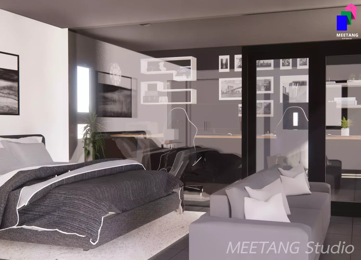 งานออกแบบ ห้องนอน และห้องเล่นเกมส์ 3D - MeetangStudio