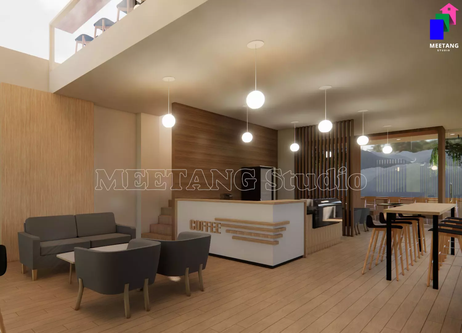 งานออกแบบคาเฟ่งาน 3D - MeetangStudio
