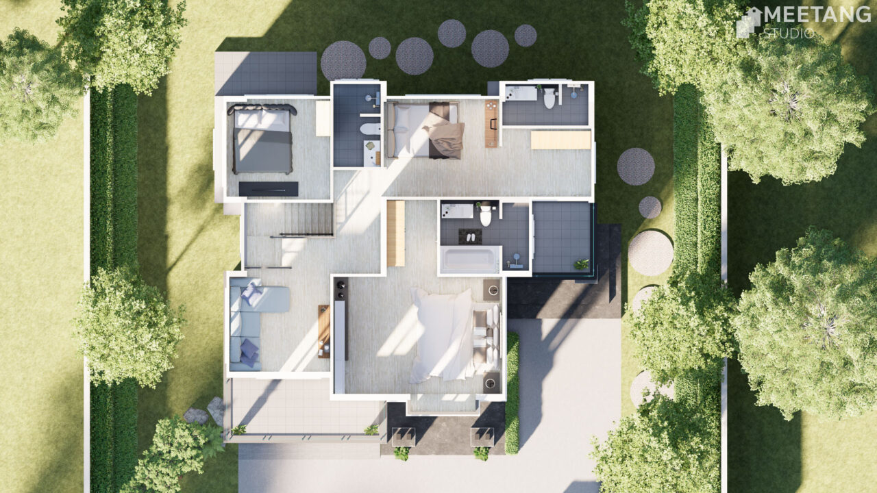 แบบบ้านพักอาศัย ค.ส.ล. 2 ชั้น - MeetangStudio